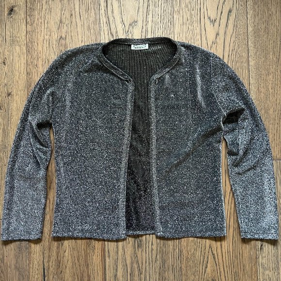 Wendy Ross | Tops | Vintage 9s Silver Disco Shimmery Silver Cardigan S ...